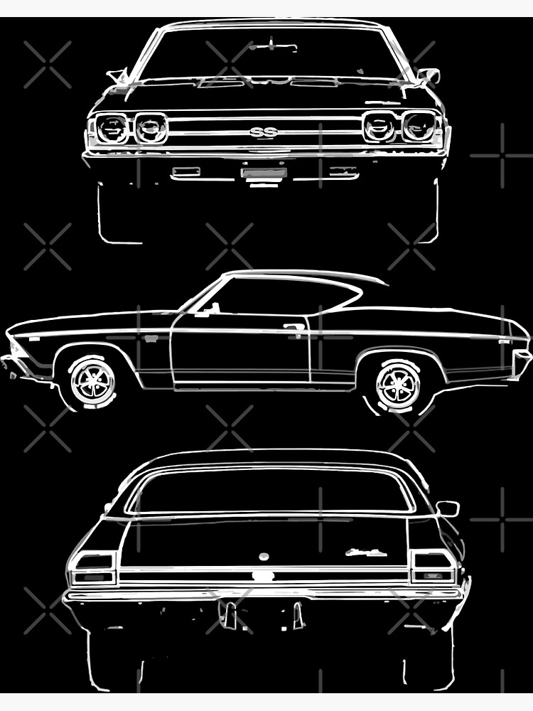 "1969 Chevelle SS 396 Muscle Car Outline Art " Poster for Sale by ...