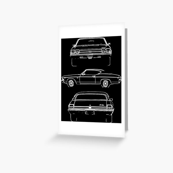 "1969 Chevelle SS 396 Muscle Car Outline Art " Greeting Card by ...