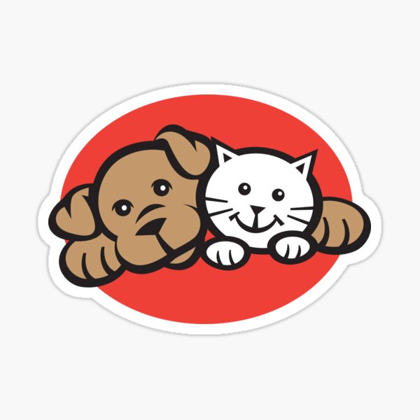"Cat And Dog Friends" Sticker by ItsGFX | Redbubble