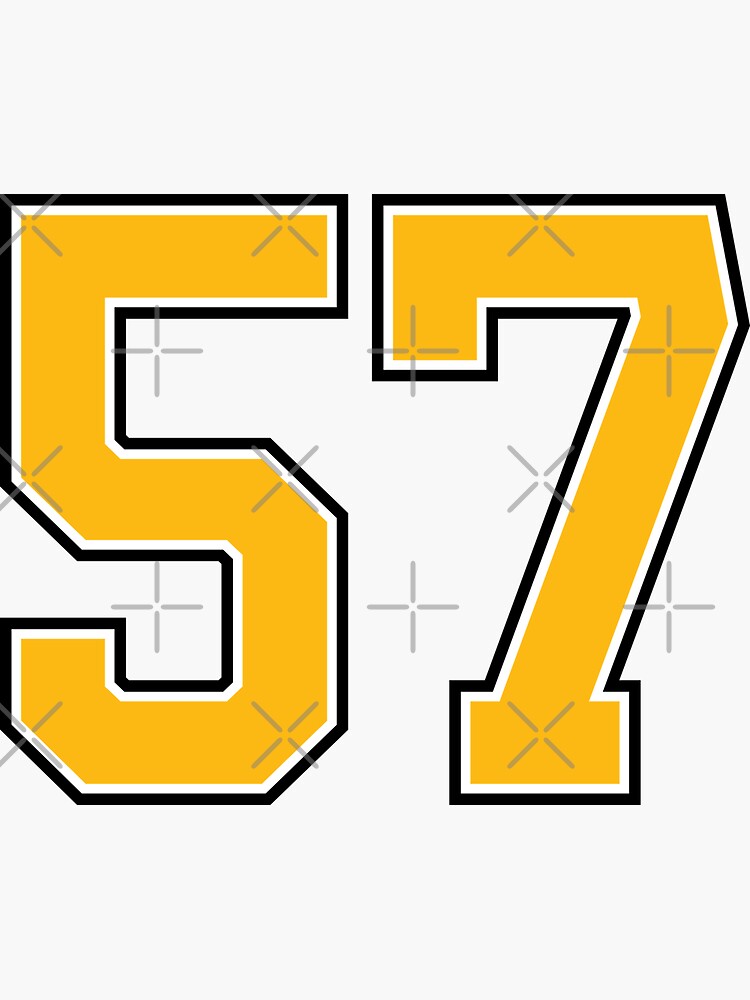 "Yellow Number 57 lucky sports jersey fifty seven" Sticker for Sale by ...