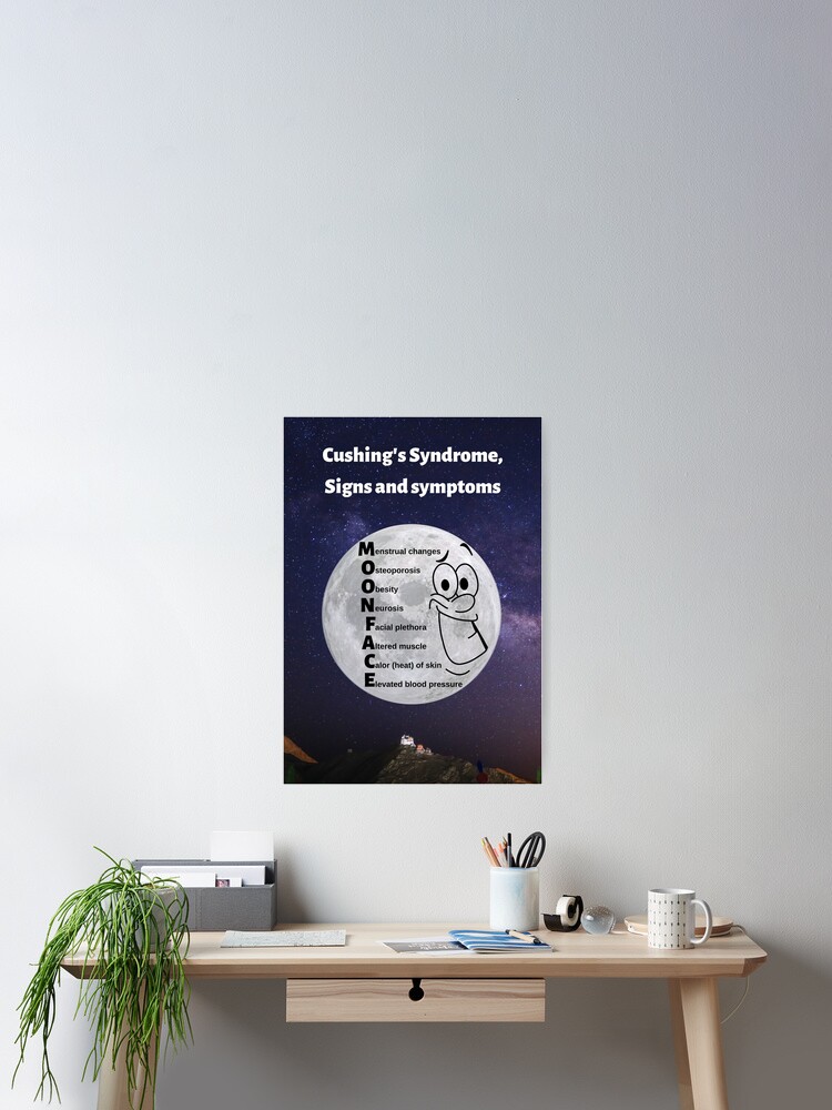"Cushing's Syndrome, Signs and Symptoms: MOON FACE Mnemonic" Poster for ...