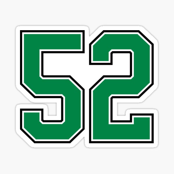 "52 number, green lucky sports fifty two" Sticker by ArtIsParty | Redbubble