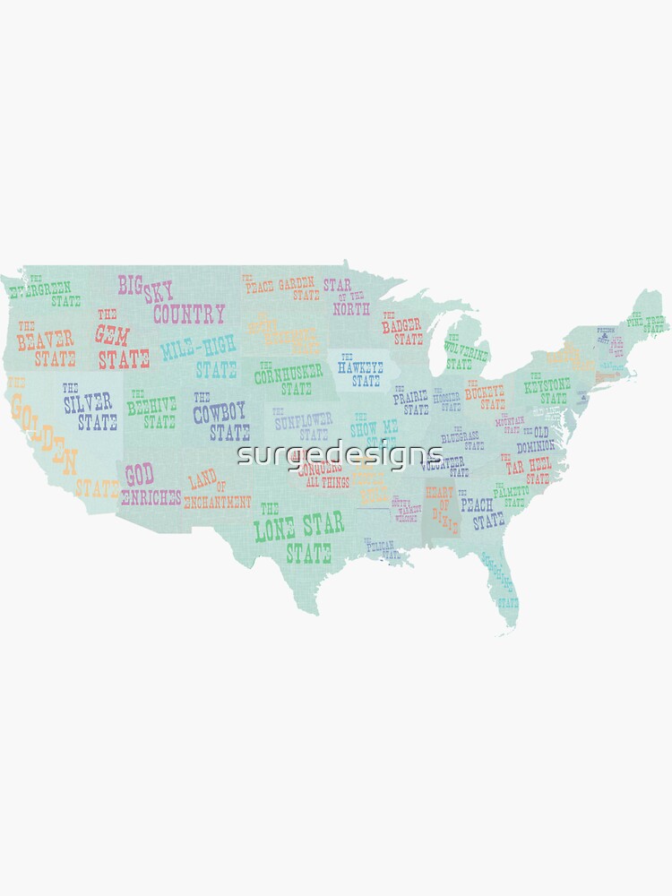 USA State Slogans Sticker By Surgedesigns Redbubble usa-state-slogans-sticker-by-surgedesigns-redbubble