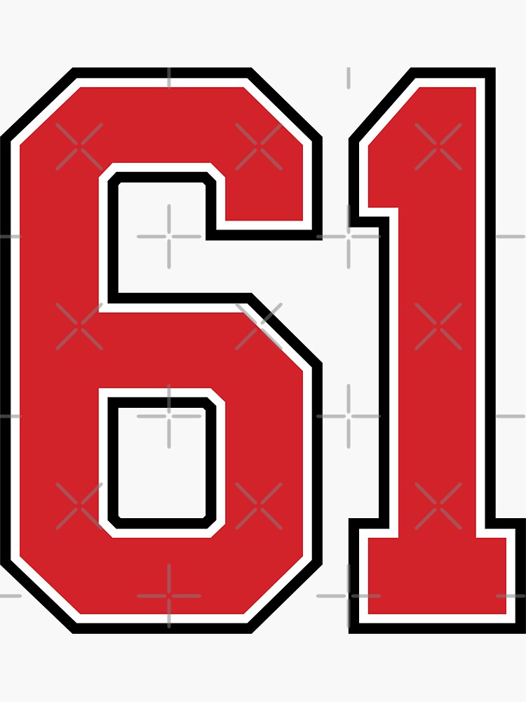 "Sports Number 61, red black color lucky sport sixty one" Sticker by ...