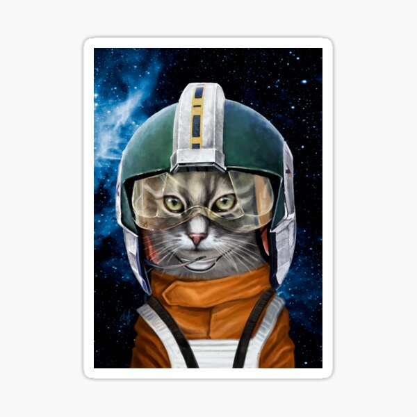 "Rebel Space Cat" Sticker by artsydenise | Redbubble