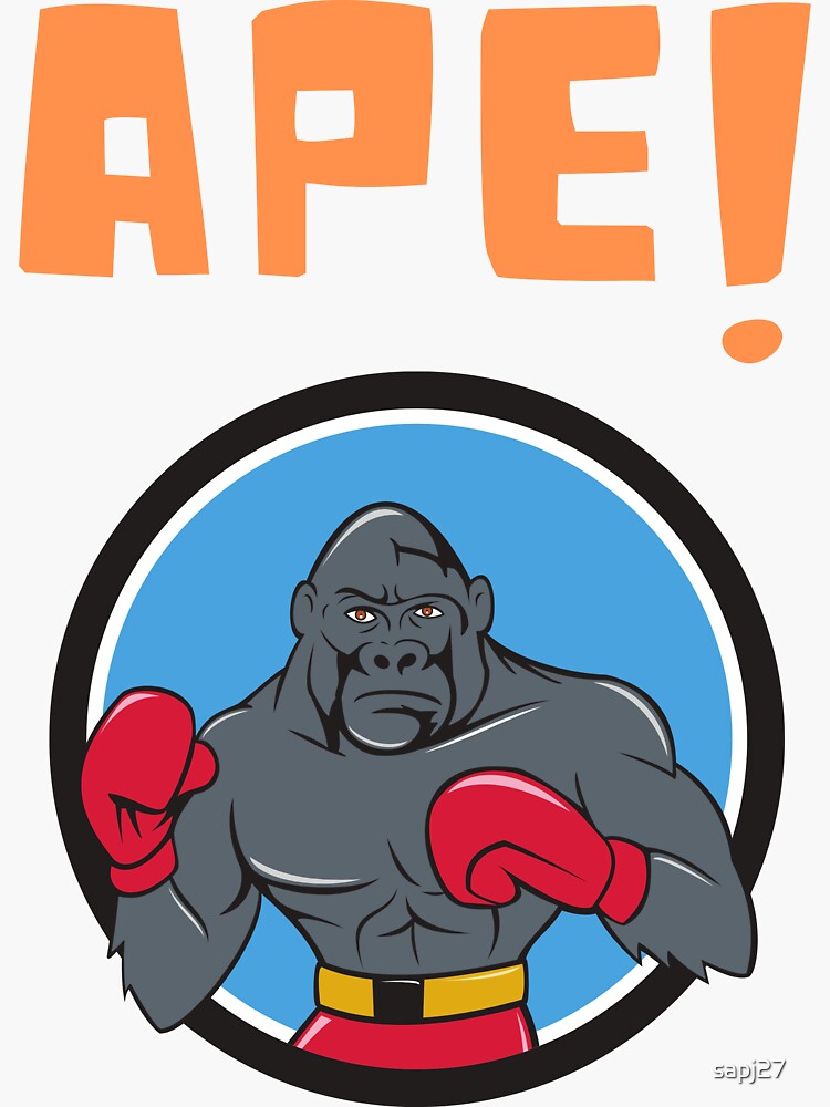 "APE! monkey boxing " Sticker for Sale by sapj27 | Redbubble