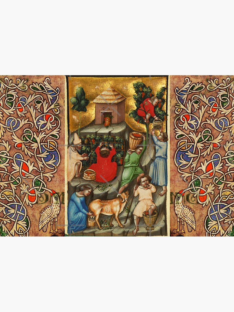 "MEDIEVAL GRAPE VINEYARD HARVEST Antique Grapevine Miniature" Sticker ...