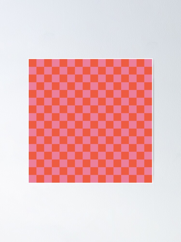 "Checkerboard Mini Check Pattern in Hot Pink and Red Orange" Poster for ...