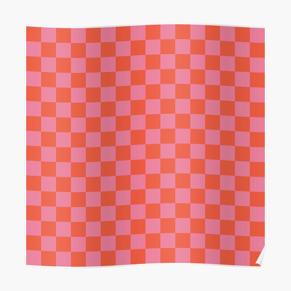 "Checkerboard Mini Check Pattern in Hot Pink and Red Orange" Poster for ...