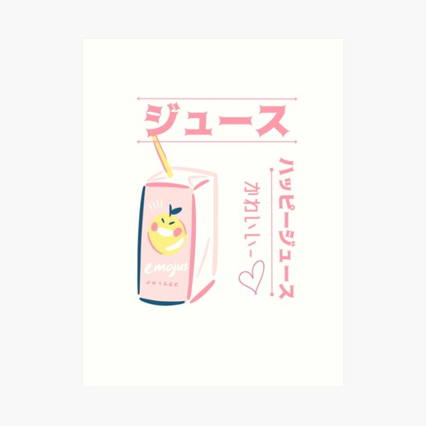 "Kawaii Japanese Cute Pink Juice Box Aesthetic" Art Print for Sale by ...