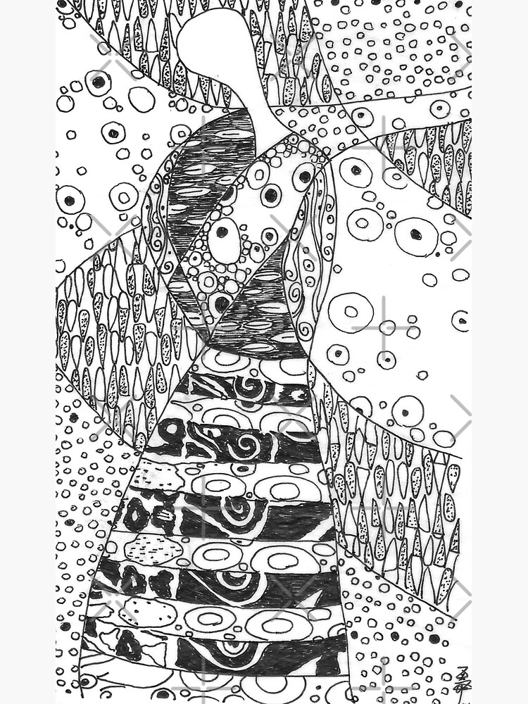 "Klimt inspired black and white line drawing " Poster for Sale by ...