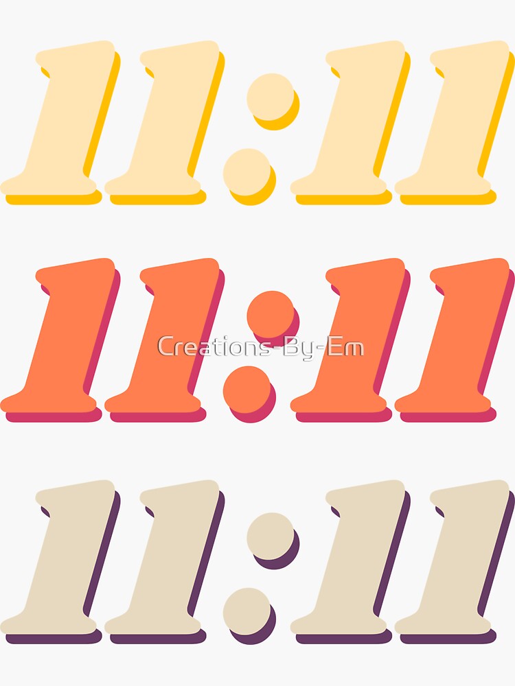 "11:11 Cute Lucky Number Aesthetic Yellow Orange White Pack" Sticker ...