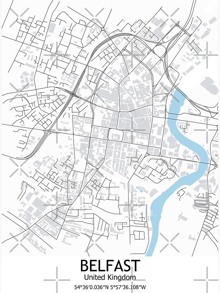 "Belfast City Map, Northern Ireland, United Kingdom Minimalist Map ...