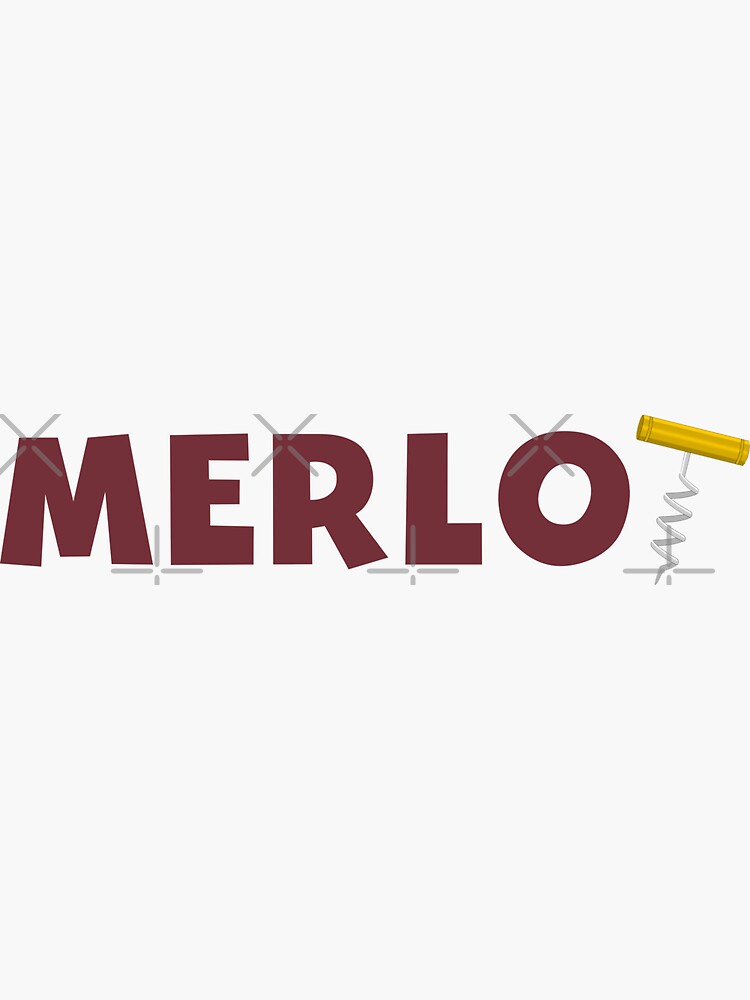 "Merlot Corkscrew Word Art - Cute And Funny Merlot" Sticker by ...