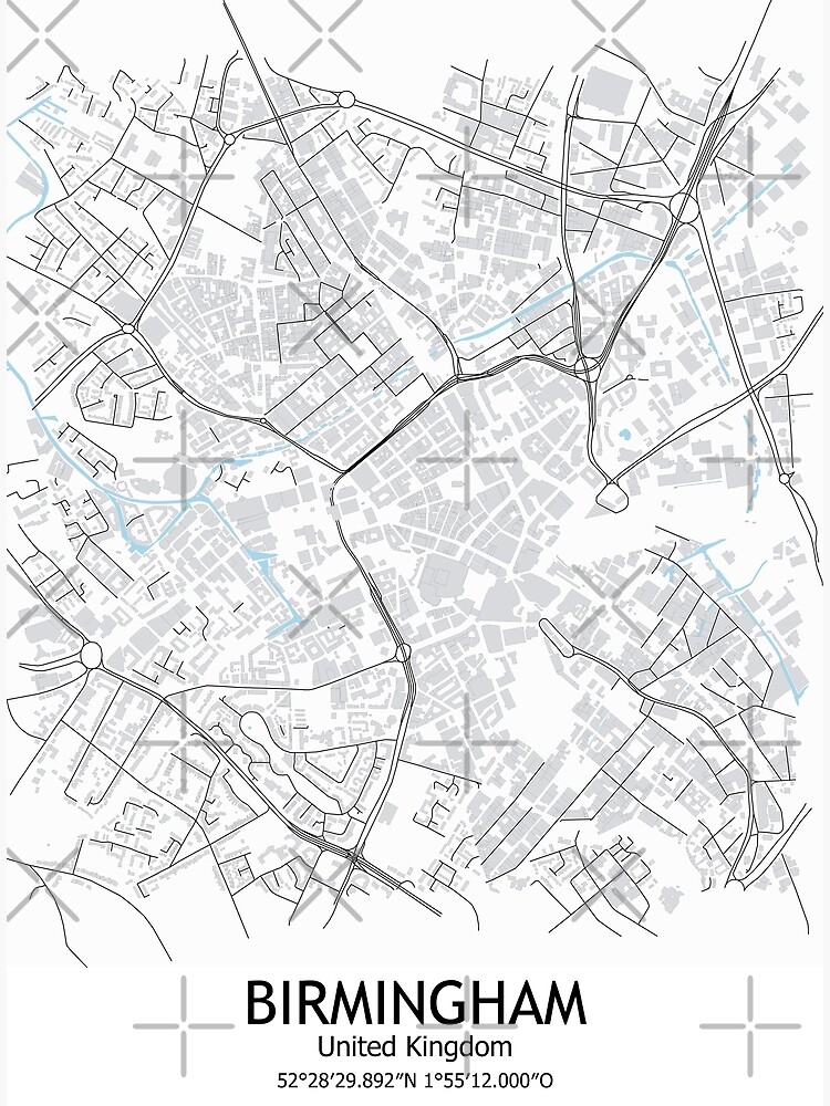 "Birmingham City England Map Poster Minimalist United Kingdom Wall ...