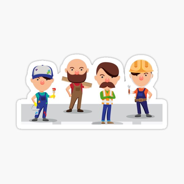 "construction workers" Sticker by ketamart | Redbubble