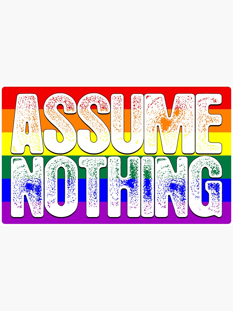 "Assume Nothing LGBTQ Pride Flag" Sticker by valador | Redbubble