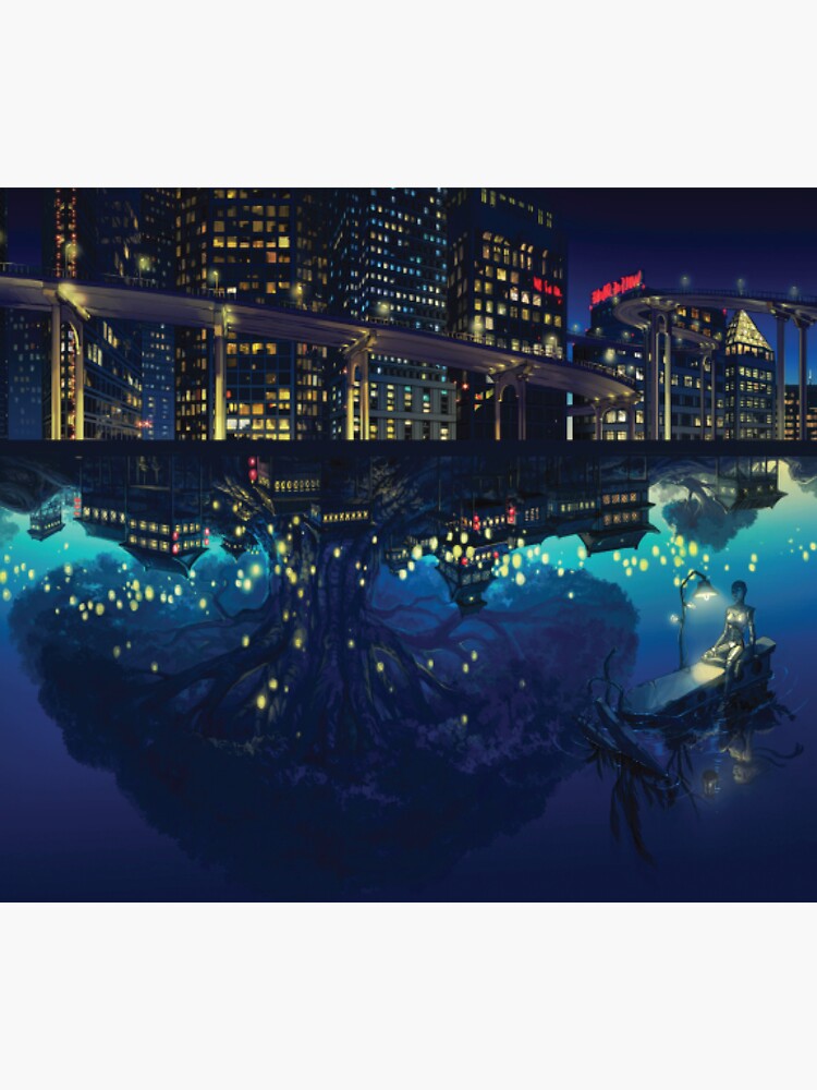 "Magical View- Anime reflection - Nature and Buildings" Sticker by ...