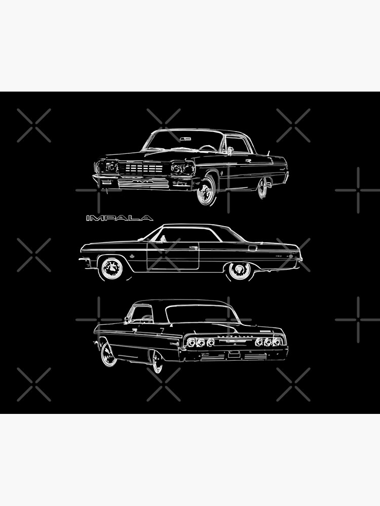 "1964 Chevy Impala SS Outline Art" Throw Blanket for Sale by ...