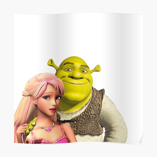 "Barbie + Shrek 1 (No Background)" Poster for Sale by pinkfields98 ...