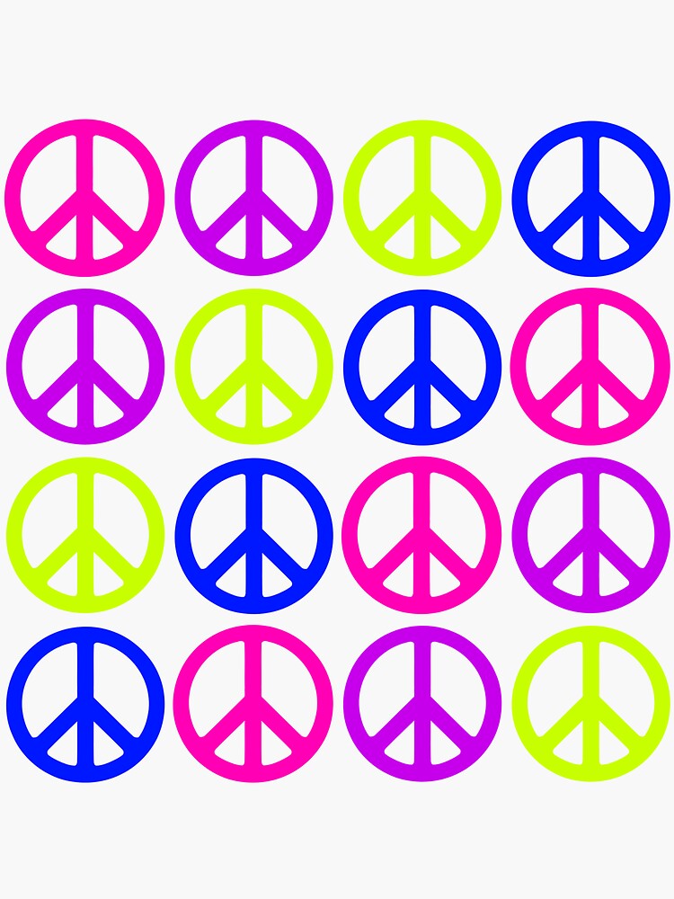 "MULTICOLOR PEACE SIGNS RAINBOW LOVE" Sticker for Sale by ...