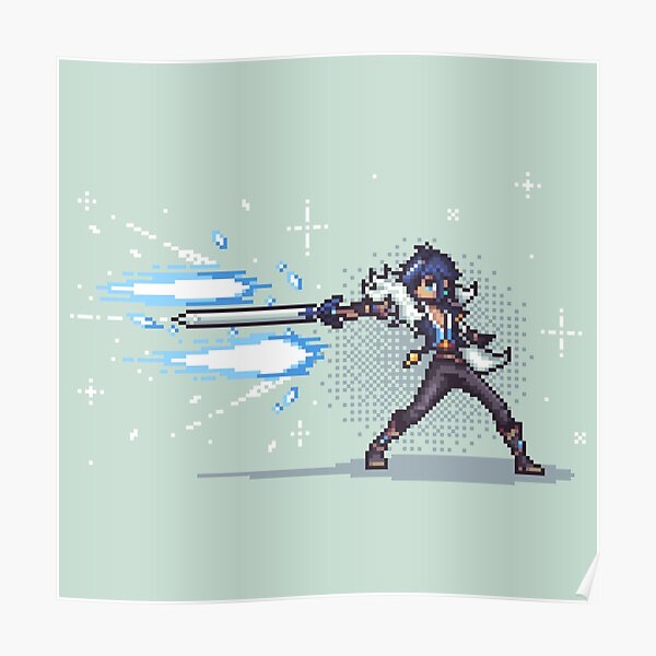 Kaeya Alberich Genshin Impact Pixel Art Poster By Ekasetyanugraha Redbubble
