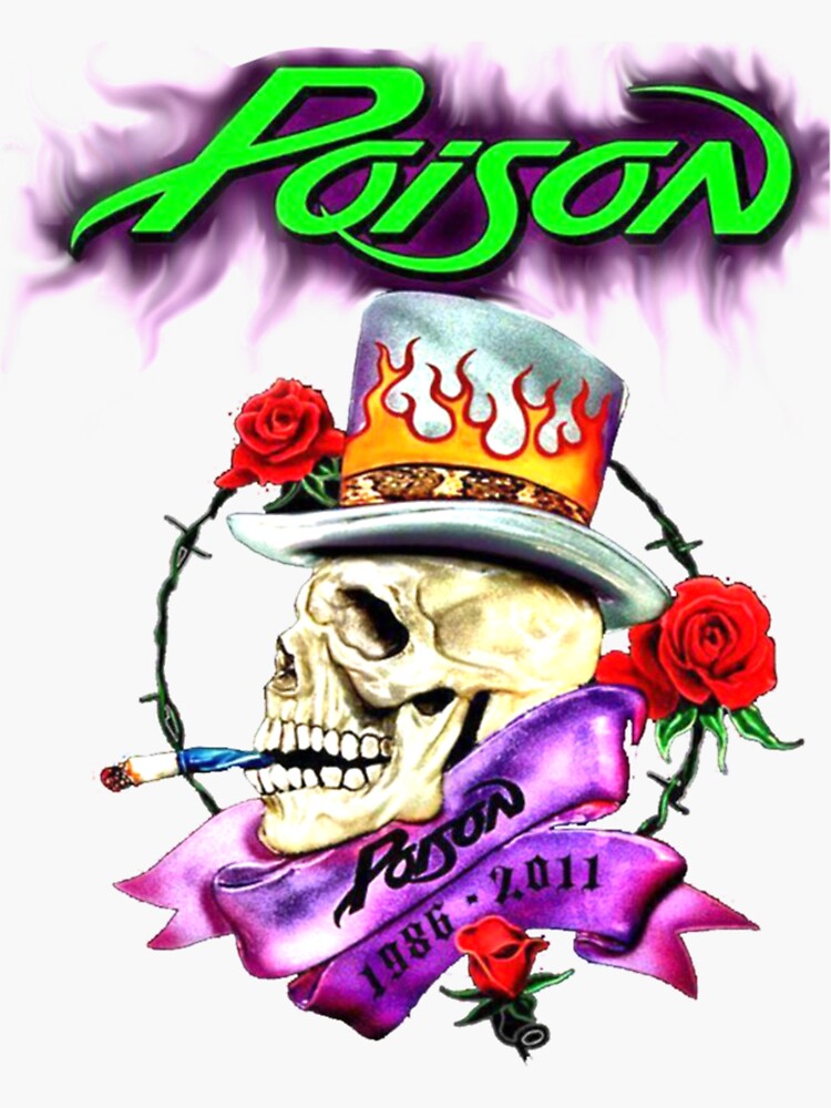 "vintage Poison band art" Sticker by ernestomanpoxjf | Redbubble