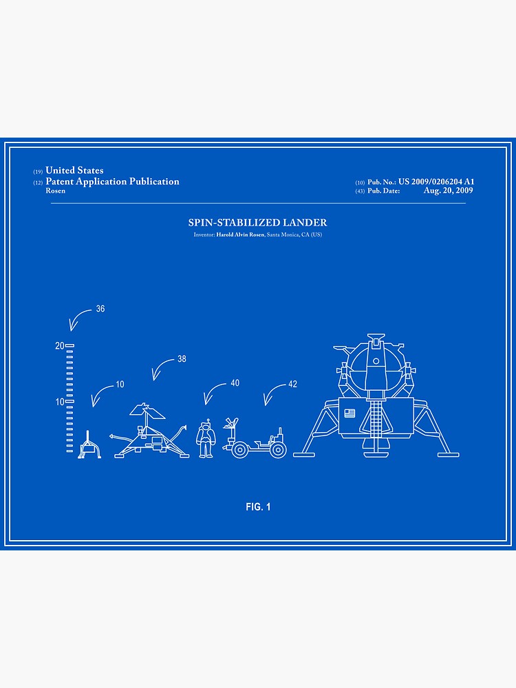 "Space Lander Patent - Blueprint" Sticker for Sale by FinlayMcNevin ...