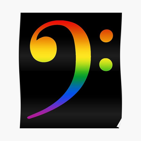 "Bass Clef Rainbow Flag" Poster for Sale by SqueakySquish | Redbubble
