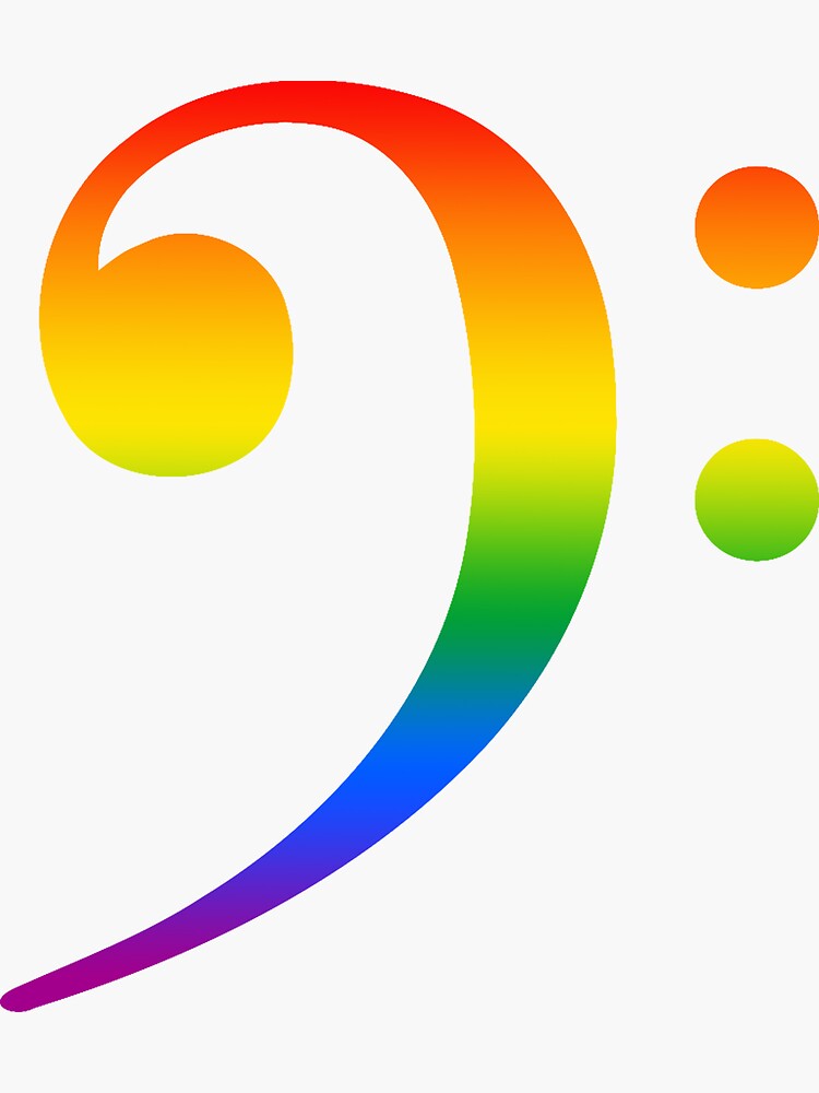 "Bass Clef Rainbow Flag" Sticker by SqueakySquish | Redbubble