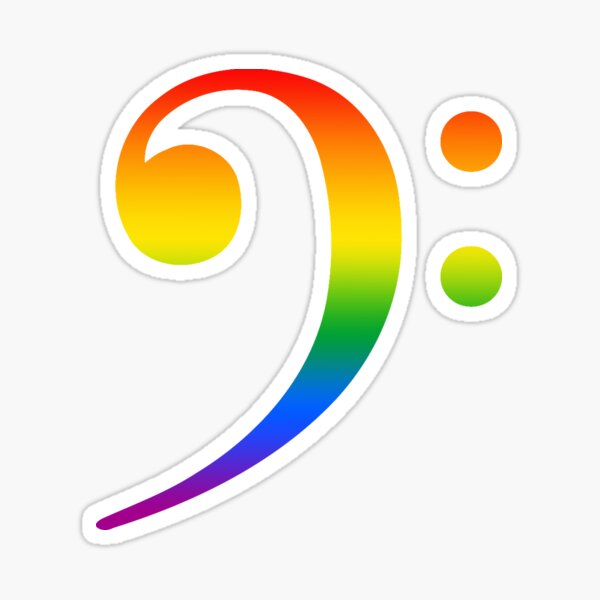 "Bass Clef Rainbow Flag" Sticker by SqueakySquish | Redbubble