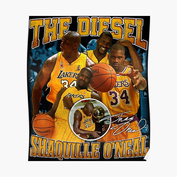 "Shaquille O'Neal Basketball Los Angeles Legend Signature Vintage Retro ...