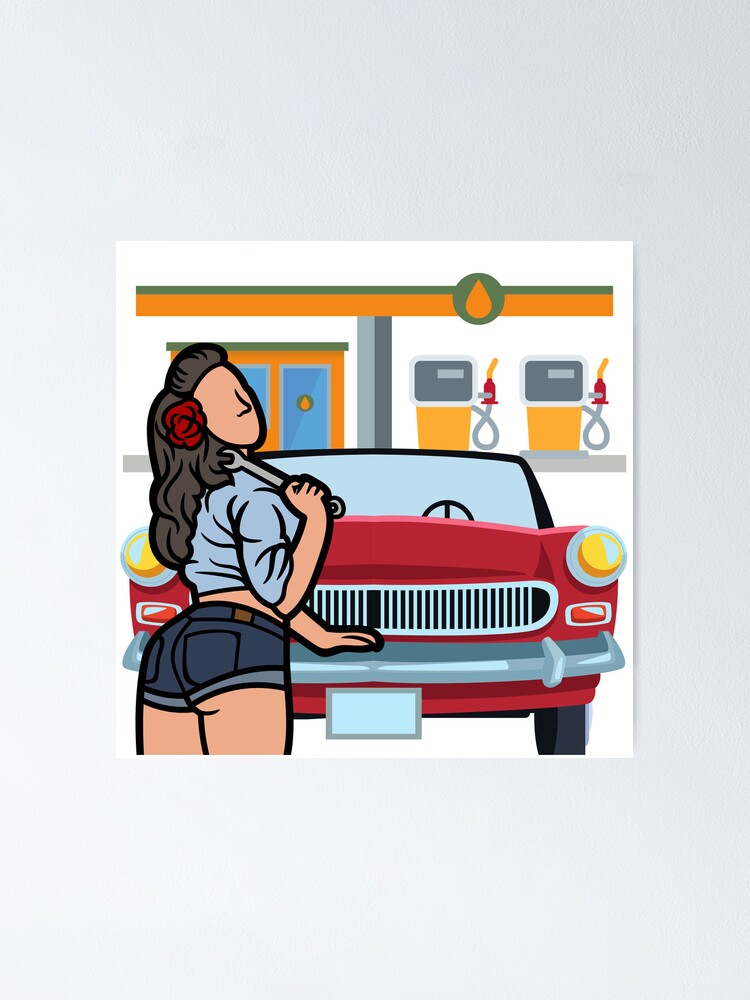 "Vintage Retro gas station pin up" Poster for Sale by MamaNeeaDesigns ...