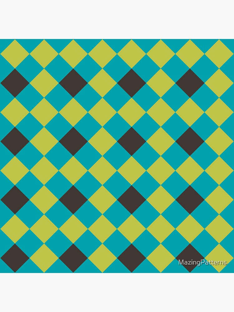"Yellow Brown and Cyan Diamond Checkered Pattern" Sticker for Sale by ...