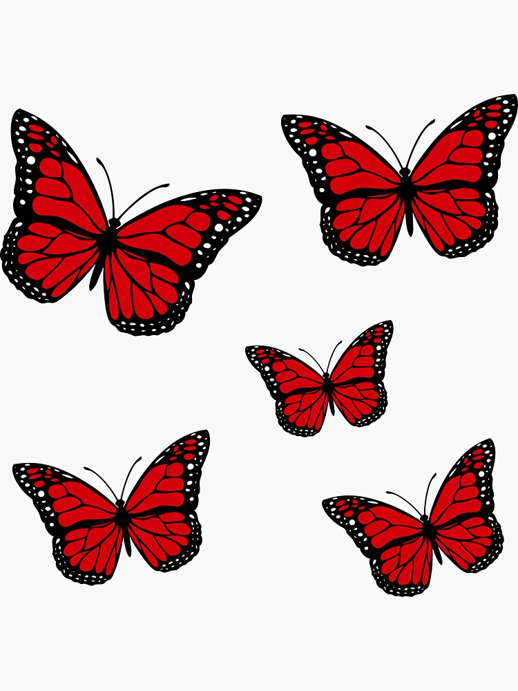"Red Butterflies Sticker Pack" Sticker by Joy-Publishing | Redbubble