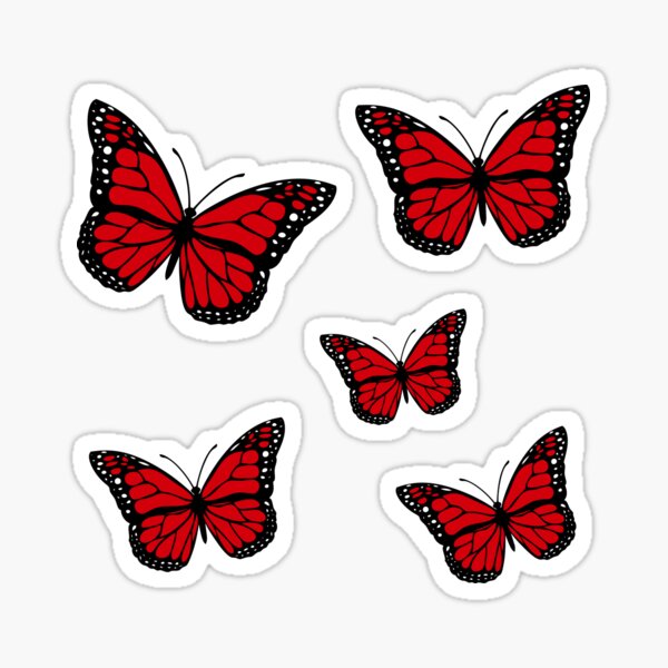 "Red Butterflies Sticker Pack" Sticker by Joy-Publishing | Redbubble