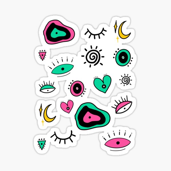 "Happiness & Love Evil Eye Artwork - The Amazing One Eye" Sticker for ...