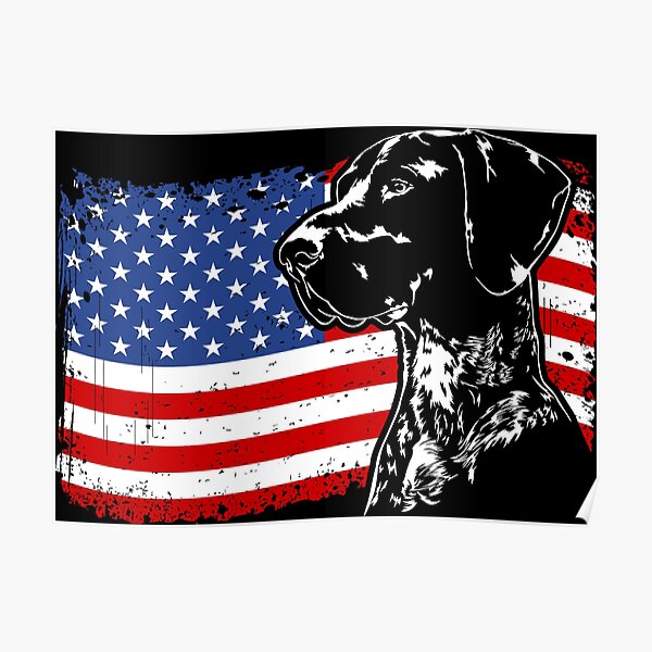 "German Shorthaired Pointer American Flag Patriotic Dog" Poster for ...