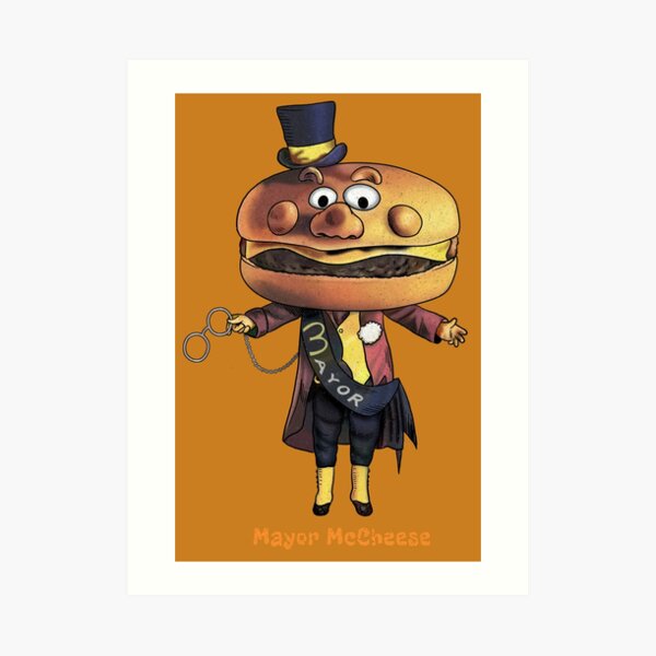 "1970s Big Burger Joint Mayor McCheese Mascot Character" Art Print by ...