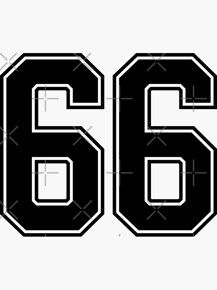 "Black Number 66 lucky sports jersey sixty six" Sticker by HeavyStyle ...
