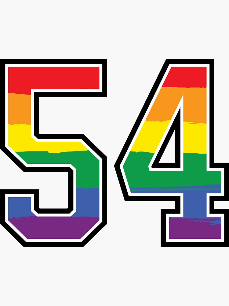 "Number 54 Rainbow LGBT pride fifty four" Sticker by LoveIsColorful ...