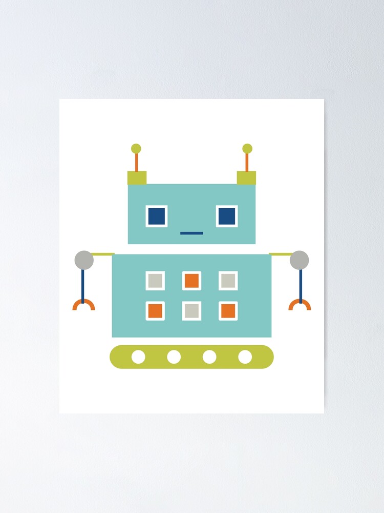 "Cute Light Blue Robot" Poster for Sale by StudioShine | Redbubble