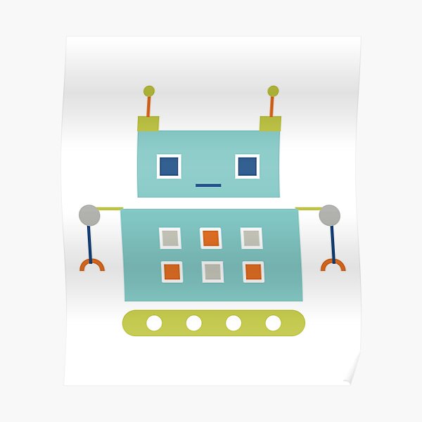 "Cute Light Blue Robot" Poster for Sale by StudioShine | Redbubble