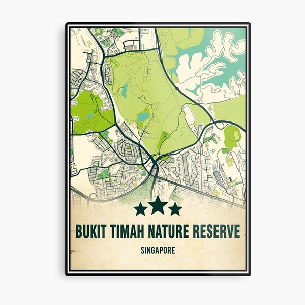 "Bukit Timah Nature Reserve park map - art deco map park" Metal Print ...