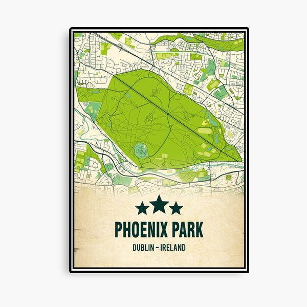 "phoenix park map art - phoenix park dublin map" Canvas Print by ...
