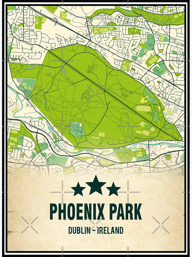 "phoenix park map art - phoenix park dublin map" Sticker by ...