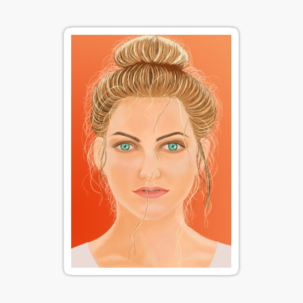 "The girl with Top Bun" Sticker for Sale by annikaarts | Redbubble