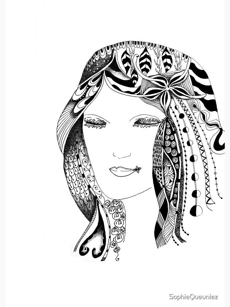 "Zentangle art woman portrait inspired by zentangle" Poster by ...