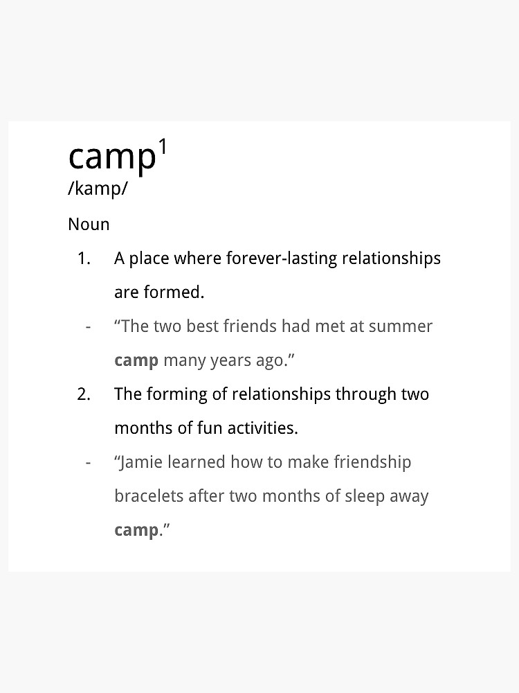 "Camp Definition: We love camp!" Sticker for Sale by devonmaxx | Redbubble