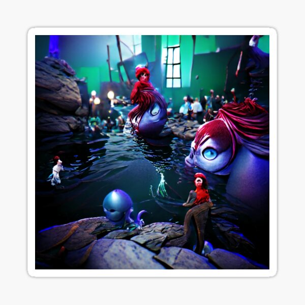 "Tim Burton's Nightmare of The Little Mermaid" Sticker by AIDoesArtLV ...